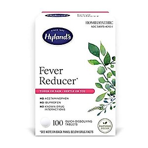 Hyland's Fever Reducer, Natural Relief, Cold and Flu Medicine for Adults, 100 Count