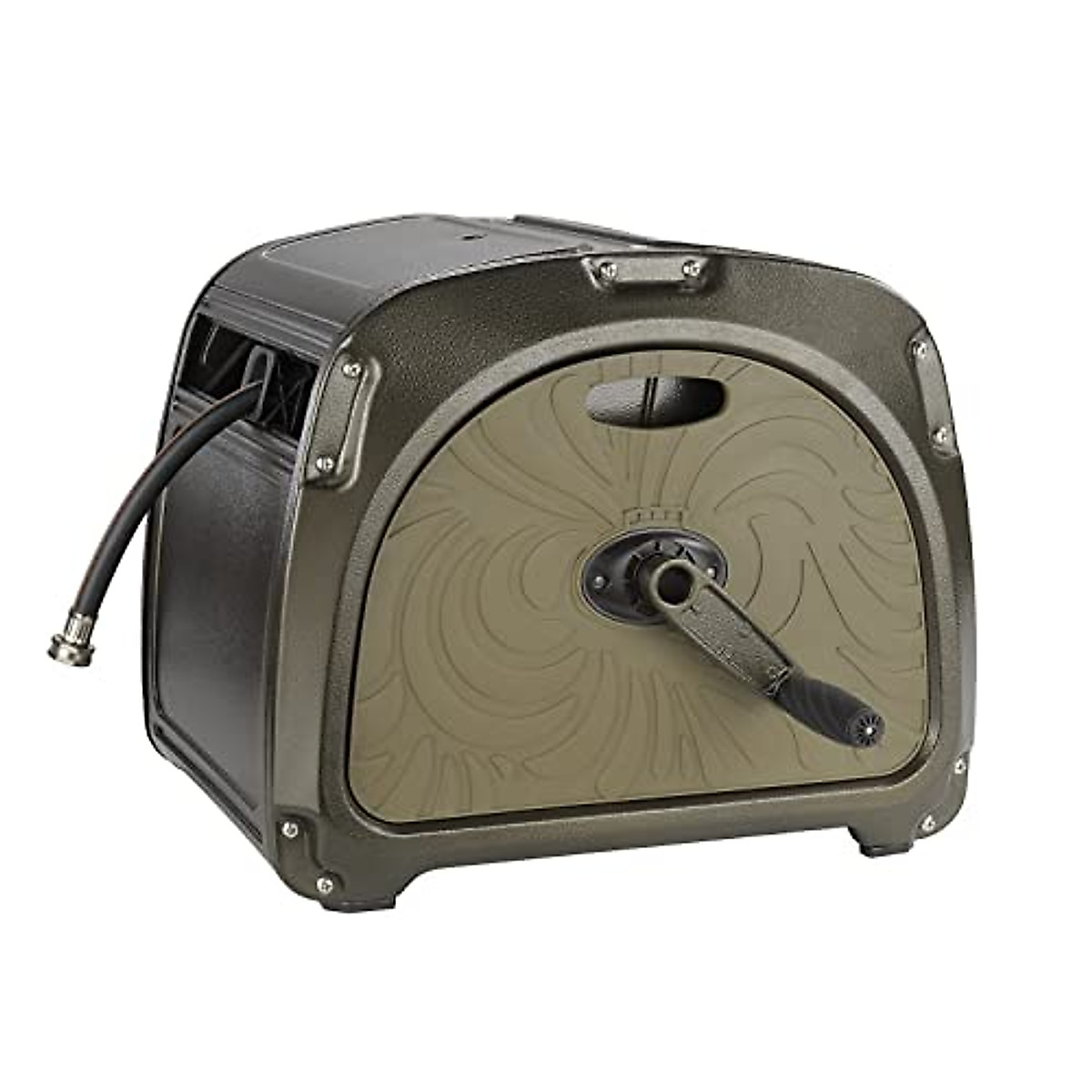 Giraffe Tools SW5-100ft Metal Hose Reel Box, Heavy Duty Garden Hose Storage Reel Hideaway with Crank Handle, 100ft 5/8" Hose, Green