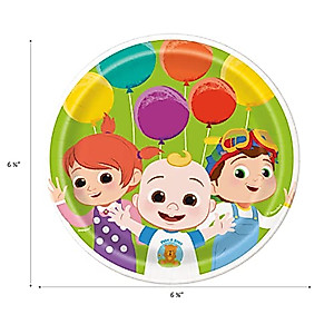 Cocomelon Birthday Party Supplies with Cake Plates and Napkins for 16 Guests