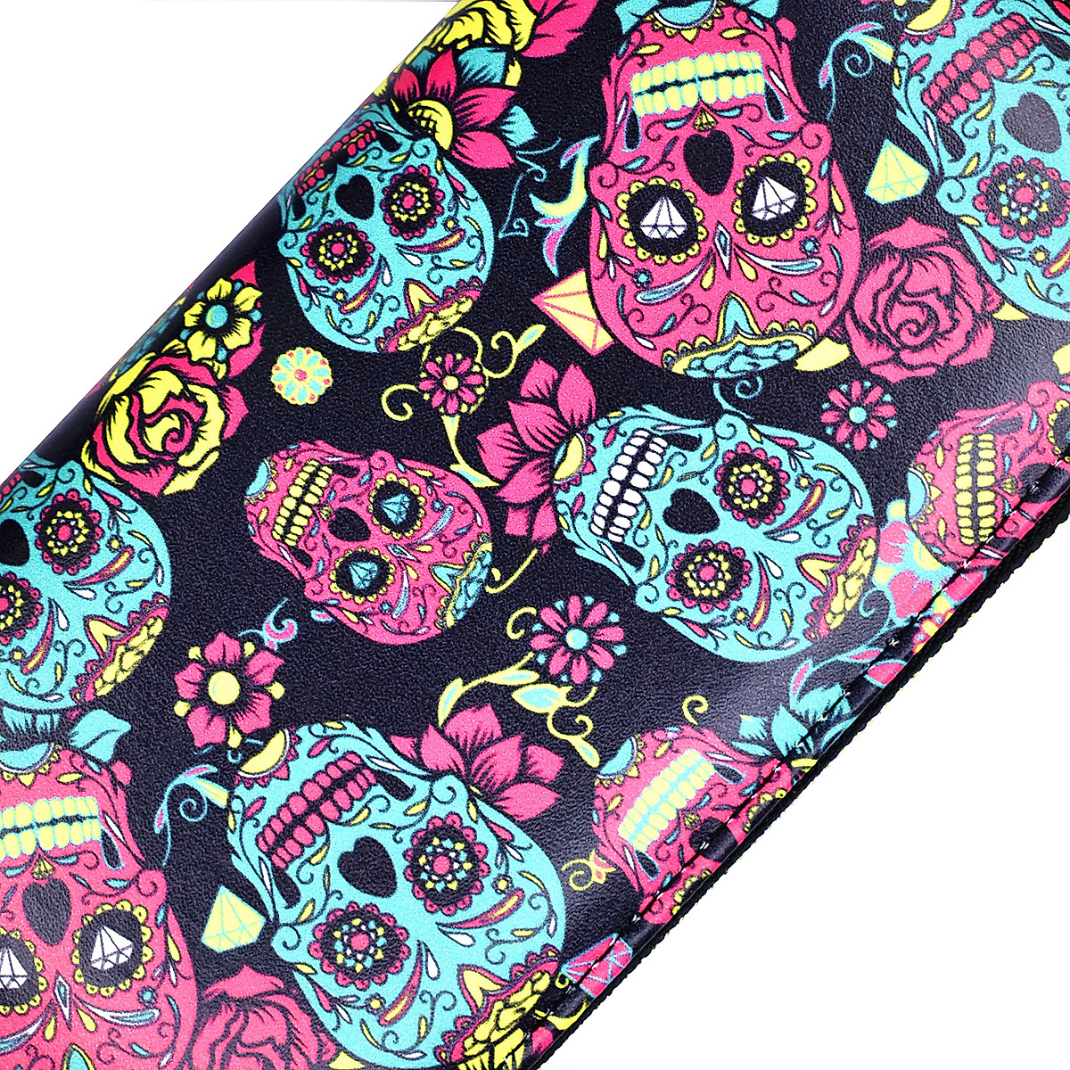 Laimi Duo Women's Skull Wallet Floral Leather RFID Blocking Purse Clutch Multi Card Case Phone Holder for Ladies