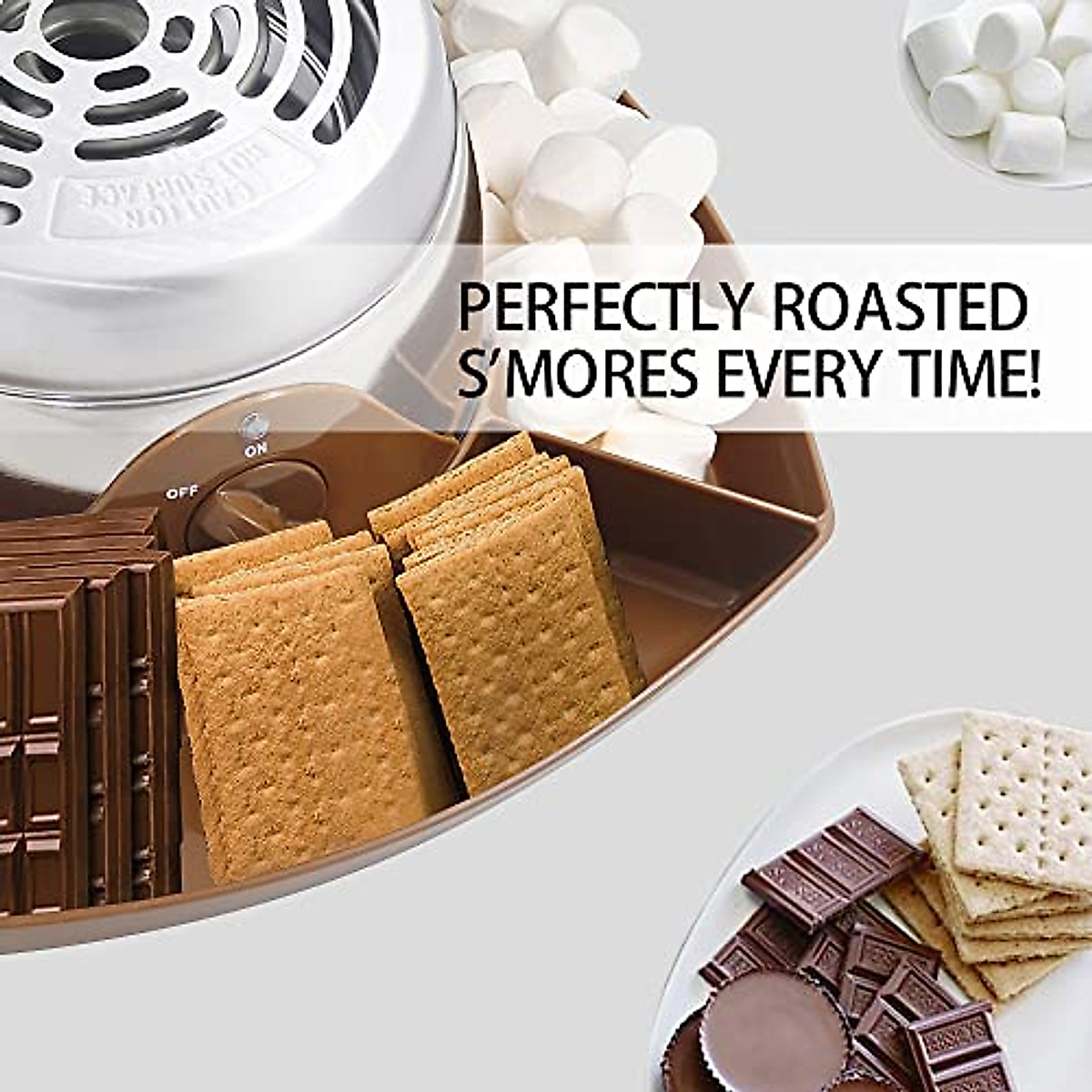 ULTICOR Electric Flameless Stainless Steel Marshmallow S'mores Maker, with 4 Compartment Tray, and 4 Roasting Forks, Indoor Safe, for Parties and Fun Times, Safe for Kids with Adult Supervision