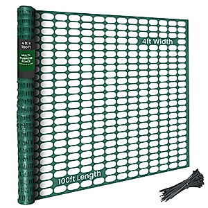 Temporary Fence Plastic Fence Roll 4x100, Green Garden Fencing for Yard, Plastic Fencing Roll, Plastic Garden Fence for Dogs, Green Snow Fence Plastic 100 feet, Safety Fence, Mesh Fence for Garden