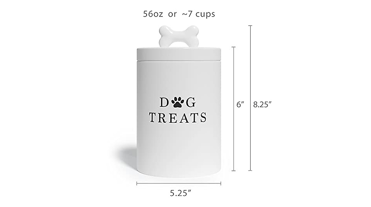 Large Ceramic Dog Treat Container - Airtight, Rustic Farmhouse Style