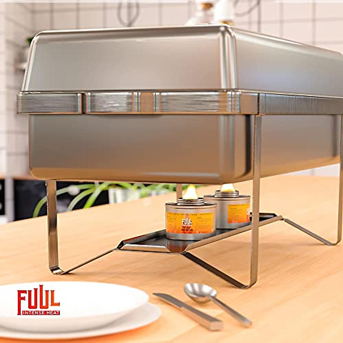 FUUL – Chafing Fuel Dish Burner Cans - 12 Pack - Chafing Dish Fuel Cans Burners To Keep Food Warm with 6-Hours Burning Capacity - Cooking Fuel For Chafing Dishes - 1 Opener Included for Opening Seal