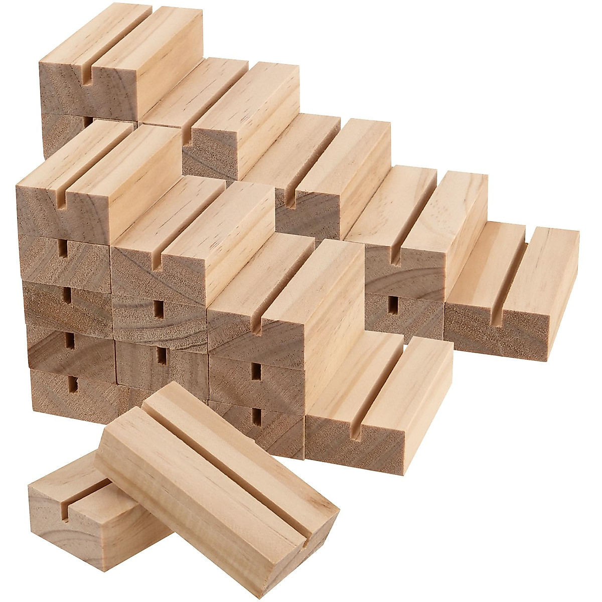 KEILEOHO 30 PCS Table Number Stands Wood, Table Card Holder Stand Wood, Wooden Table Number Holder, Wood Place Card Holder for Wedding Party Decoration, 2.75 x 1.38 x 0.71 Inch