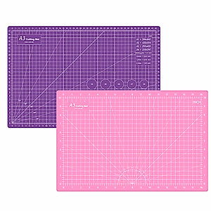 Headley Tools 12 x 18 Inch Self Healing Cutting Mat, Durable Rotary Cutting Mat Double Sided 5-Ply Gridded A3 Cutting Board for Craft, Fabric, Quilting, Sewing, Scrapbooking Project, Pink/Dark purple