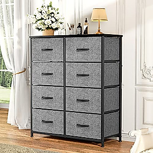 SMUG Dresser, Drawers Dresser for Bedroom Cabinet Organizers Wood Top Table Furniture with 8 Fabric Storage Drawers Chest Tower Unit, Chest of Drawers for Closet, Living Room, Hallway, Porch