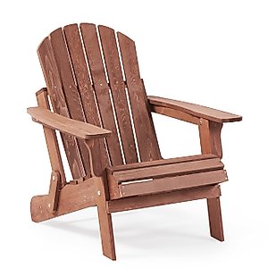 Oversized Wooden Folding Adirondack Chair with Pre-Assembled Backrest and Seat Board, Lounge Chair for Outdoor Patio Garden Lawn Backyard Firepit Deck Pool Beach