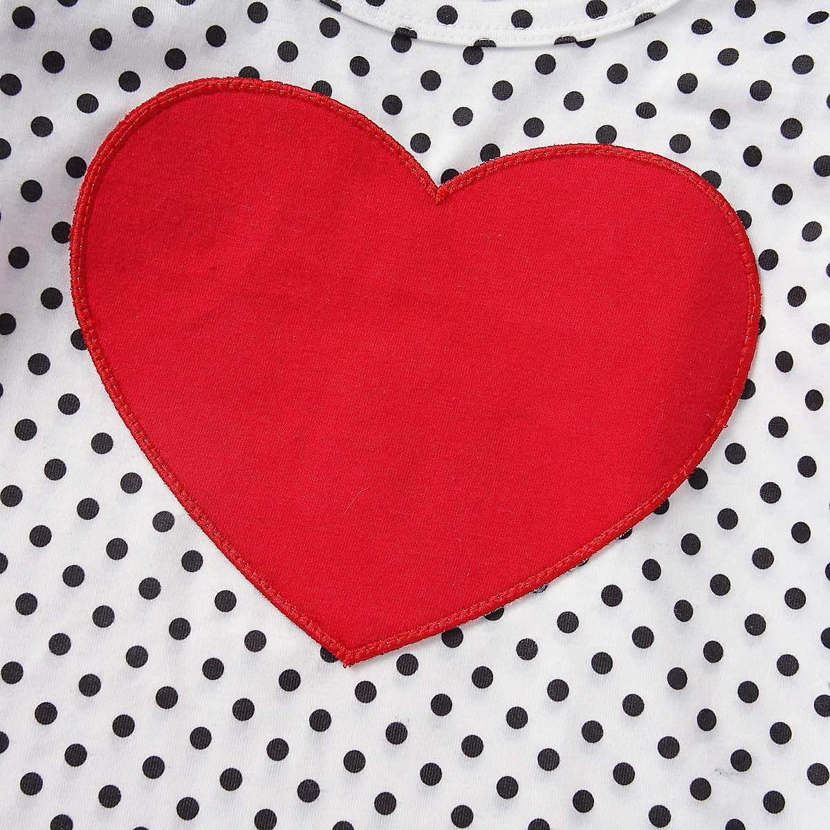 YOUNGER TREE Toddler Baby Girl Valentine's Day Outfit Long Sleeve Dot Heart Shirt Top+Suspender Strap Red Skirts Set(6M-5T) (Red, 3-4 y)