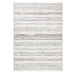 Area Rug Living Room Rugs - 5x7 Washable Boho Farmhouse Bohemian Neutral Large Rug Moroccan Geometric Soft No Slip Indoor Rug Thin Floor Carpet for Bedroom Under Dining Table Home Office - Brown
