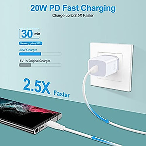 20W Super Fast Charger Type C Wall Plug Adapter Quick Charging Block Compatible Samsung Galaxy A14 5G/A54/A13/A23/A53/A03s/A34/S23/S22/S21FE/Z Fold,iPhone,PD 3.0 USB C Wall Charger Box for Pixel 7 Pro