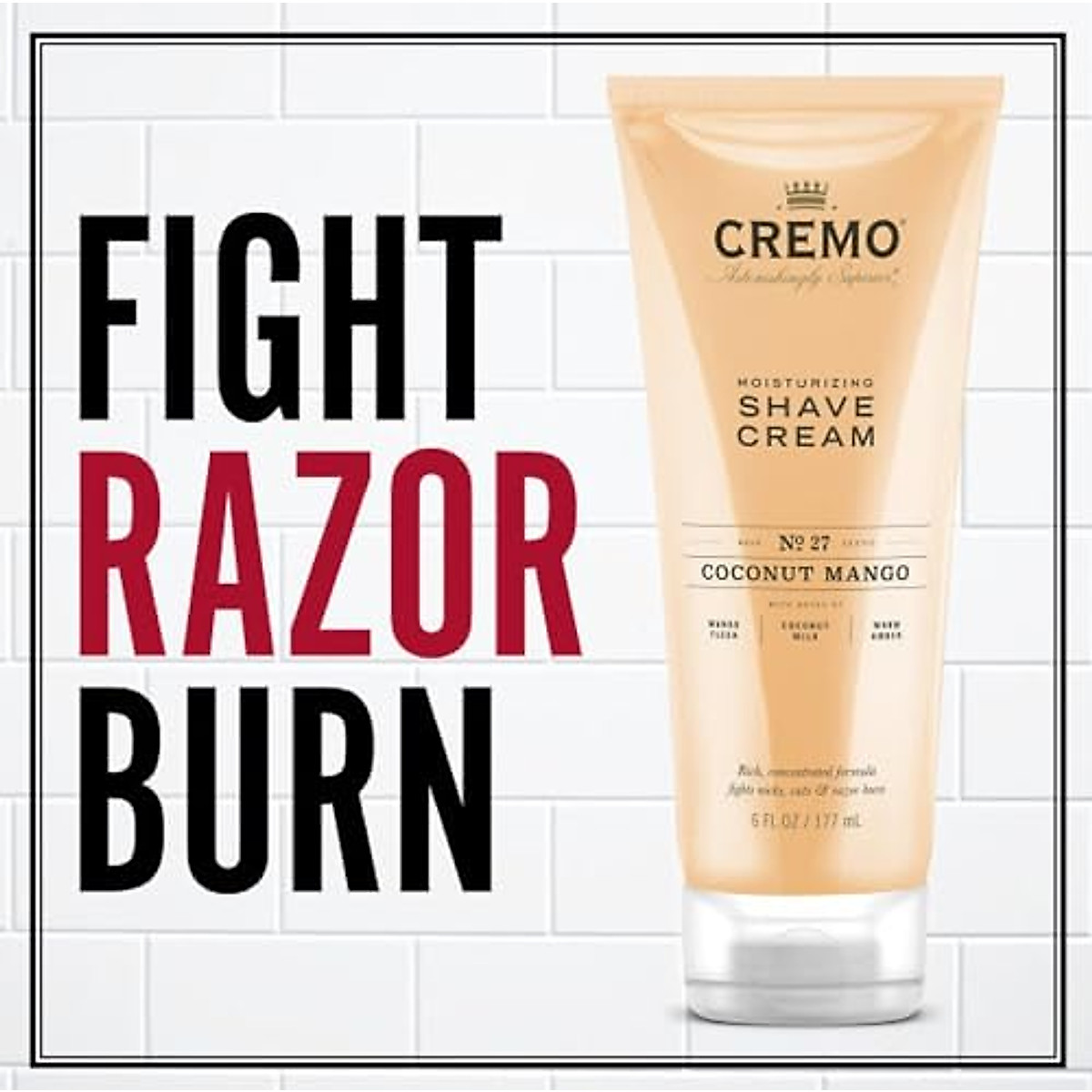 Cremo Coconut Mango Moisturizing Shave Cream, Astonishingly Superior Ultra-Slick Shaving Cream for Women Fights Nicks, Cuts and Razor Burn, 6 Fl Oz (Pack of 2)