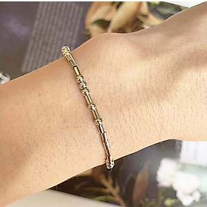 Binami Morse Code Bracelets Adjustable Sterling Silver Beads on Silk Cord Inspirational Jewelry Bracelet Gift for Women