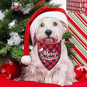 ADOGGYGO 2 Pack Christmas Dog Bandana, Classic Plaid Dog Christmas Bandana Xmas Dog Scarf Bibs Kerchief Dog Puppy Christma Outfit Bandana for Small Medium Large Dogs Pets (Green & Red & Black)
