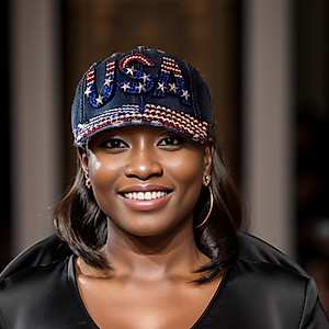 Popfizzy Bling Baseball Cap for Women and Girls, Fun Bedazzled Hats, Shiny Rhinestone Denim and Diamond Hat, Sparkly Gifts