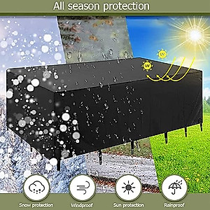 Outdoor Table and Chair Set Covers - Waterproof Patio Furniture Set Cover Sectional Sofa Set Covers for Rattan Table Chair Sofa Protective Cover(Black,205*104*71cm)