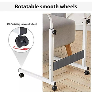 Standing Desk Adjustable Height, Mobile Laptop Desk, Portable Standing Desk with Brake Wheels, Small Standing Desk Sofa Desk for Home Office, Sofa, Laptop, Coffee, Snack, Black
