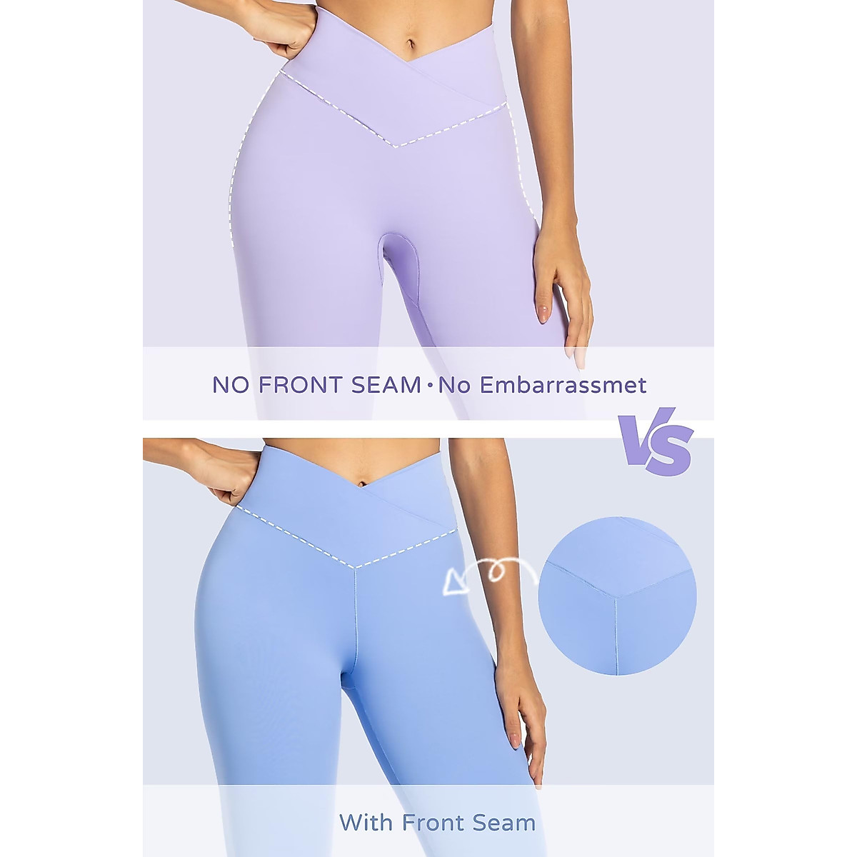 Sunzel Flare Leggings, Crossover Yoga Pants with Tummy Control, High Waisted and Wide Leg, No Front Seam Periwinkle Medium
