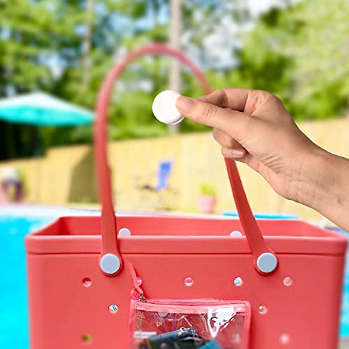 4 PCS Beach Bag Replacement Rivets for Bogg Bag Rivet Replacements Rivets Repair Rubber Tote Bag Handles Straps Button Buckle Accessories for Women Pool Bag