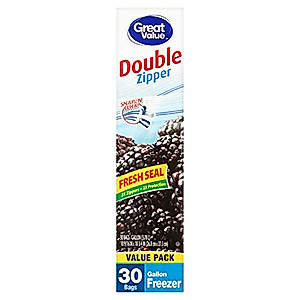 Great Value Double Zipper Gallon Size Freezer Storage Bags, 60 count