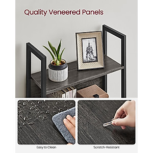 VASAGLE 5-Tier Bookshelf, Book Shelf, Industrial Bookcase, with Steel Frame, for Living Room, Home Office, Bedroom, 9.4 x 24.4 x 65 Inches, Charcoal Gray and Black ULLS025B04