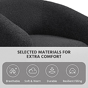 Yaheetech Accent Chairs Set of 2, Furry Living Room Chairs, Sherpa Barrel Chairs with Cozy Soft Padded, Boucle Fabric Armchais for Living Room Bedroom Reception Room Office, Dark Gray