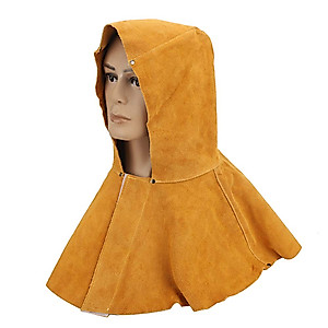 Welder Hood, Yellow Cowhide Heat Insulation Neck Face Protection, Welding Helmet Safety Mask for Splashing Proof And Heat Resistant