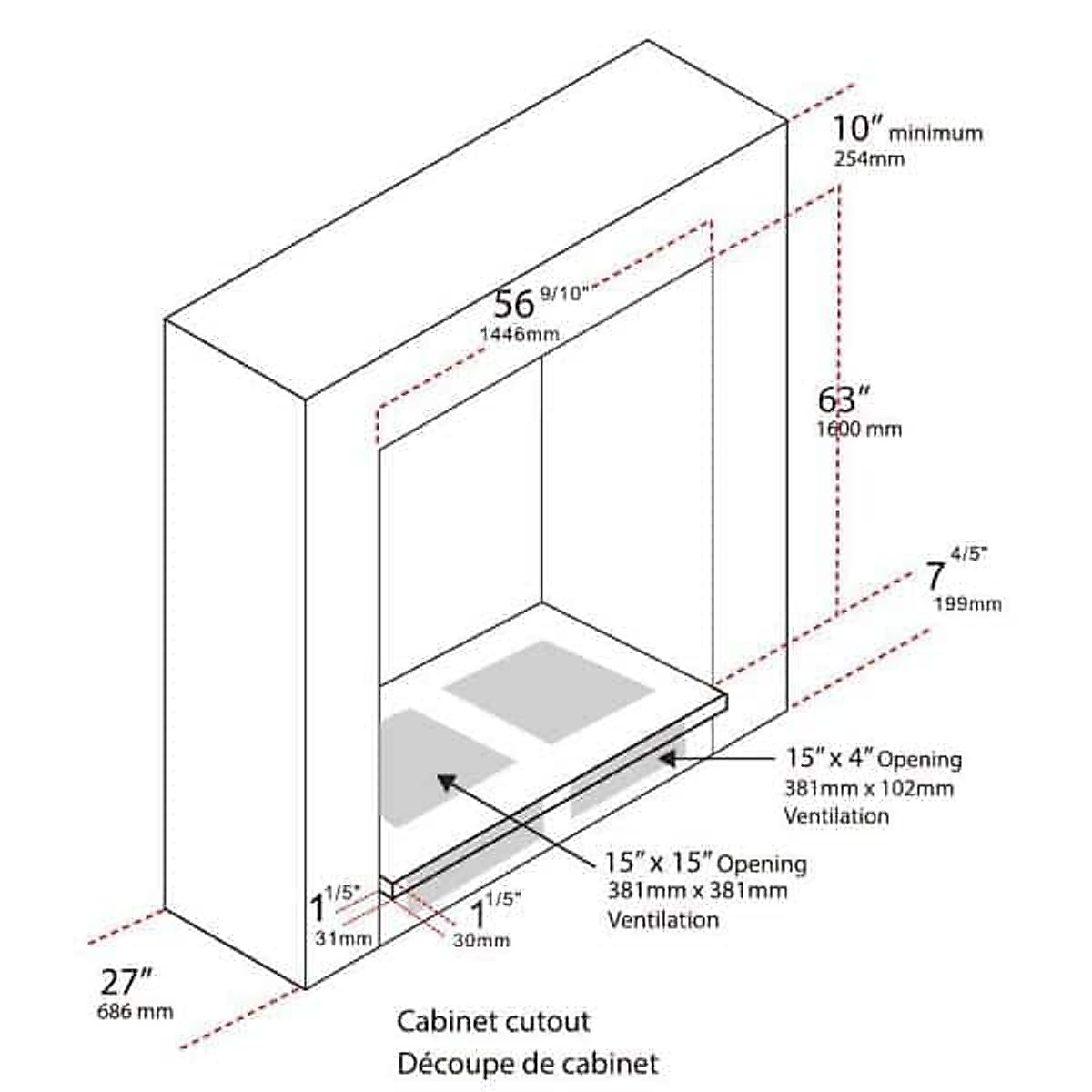 Forno Rizzuto 60" Inch W. Dual Combo Either Refrigerator and or Freezer Combo 27.6 Cubic Ft. Frost Free Built in or Freestanding and Interchangeable Design with Trim Kit