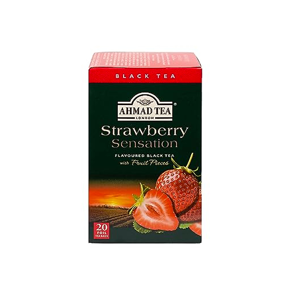 Ahmad Tea Black Tea, Strawberry Sensation Teabags, 20 ct (Pack of 1) - Caffeinated & Sugar-Free