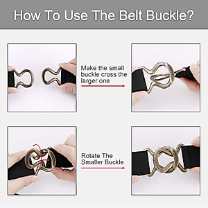 JASGOOD Womens Invisible Belt Comfortable Elastic Adjustable No Show Web Belt Metal Buckle Belt, A-Black,US Size 0-14