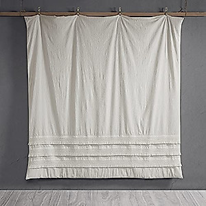 Madison Park Amaya 100% Cotton Duvet Set - Seersucker Design with Tassel Trims Accent, Breathable Cover for Comforter, All Season Bedding with Matching Sham, King/Cal King(104"x92") Ivory 3 Piece