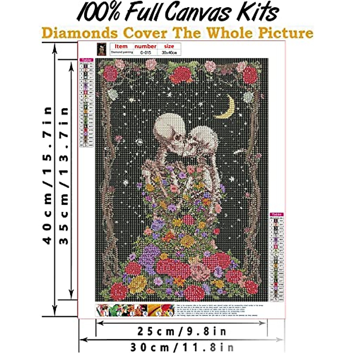 VeGuude Diamond Painting Kits for Adults - Skeleton Skeleton DIY 5D Diamond Art Kits Full Drill Diamond Dots Paintings with Diamonds Gem Art and Crafts Home Decor 12x16inch