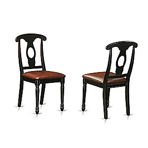 East West Furniture ANKE3-BLK-LC 3 Piece Room Set Contains a Round Kitchen Table with Pedestal and 2 Faux Leather Upholstered Dining Chairs, 36x36 Inch, Black & Cherry