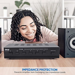 Pyle Home Premium New and Improved 6 Zone Channel Speaker Switch Selector Switch Box Hub Distribution Box for Multi-Channel High Powered Stereo Amplifier A,B,C,D Switches, 6 Pairs Of speakers PSS6