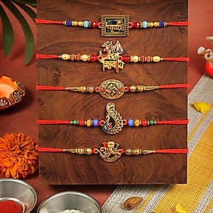 TIED RIBBONS Rakhi for Brother Set of 5 Rakhi for Bhaiya | Bro Rakhi with Card | Roli Chawal Tika - Raksha Bandhan Rakhi Bracelet for Brother Rakhi | 5 Rakhi Set | Bhai Rakhi Thread