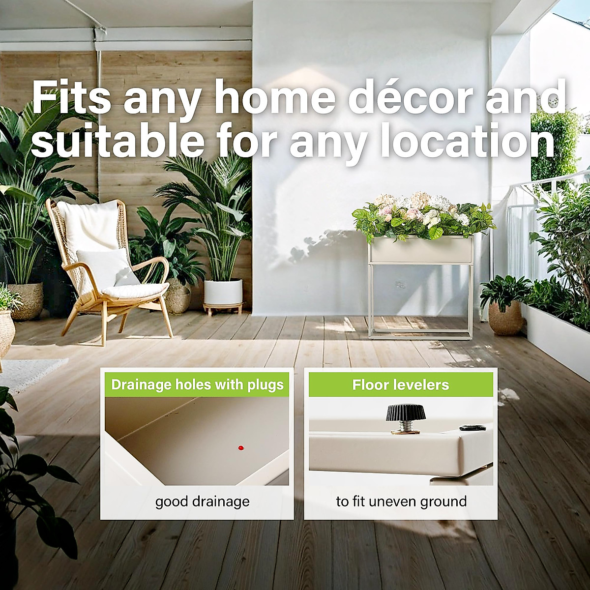 Cocoyard Elevated Planter Box - 28 Inch Durable Raised Garden Bed for Herbs and Flowers - Stylish Tall Rectangular Planter for Outdoor Plants for Patio Decor & Backyard Gardening - Indoor Planter