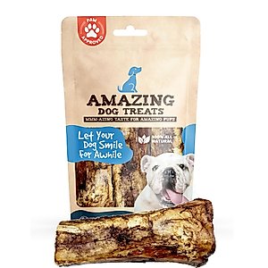 Amazing Dog Treats - 5-6 Inch Meaty Beef Marrow Bones (2 Count) - Best Bones for Dogs - Long Lasting Dog Chew Bones - Filled Marrow Dog Bone