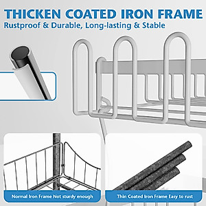 Semounva Dish Drying Rack, 2 Tier Large Capacity Dish Rack and Drainboard Set, Rustproof Dish Drainer with Cup Holder, Utensil Holder, Cutting Board Holder for Kitchen Counter
