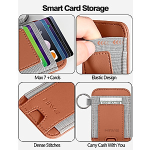 New-Upgrade Magnetic Card Wallet Holder for Apple Magsafe, Magnetic Magsafe Leather Wallet for iPhone 14/13/12 Magsafe, Mag-Safe Wallet for Back of iPhone 14 iPhone 13/12 Series, Fits 7 Cards, Brown