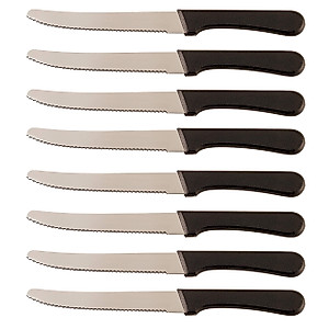Steak Knives Serrated Set, Restaurant Quality, Stainless Steel, 4.25-Inch, Rounded Tip, Set of 8 (8)