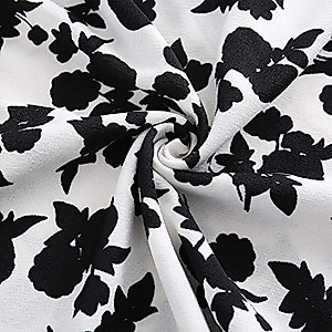 YATHON Women's Vintage Floral Flared A-Line Swing Casual Party Dresses with Pockets (S, YT018-Black White Flo)