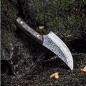 COOLINA Altomino Handmade Butcher Knife, 5.7-in Manganese Steel Blade, Hand-forged Chinese Knife for Meat and Deboning