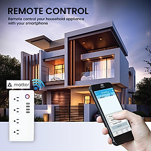 Smart Power Strip, Smart Plug with 4 AC Outlets and 4 USB Ports, WiFi Surge Protector Works with Alexa and Google Home, App/Remote/Voice Control, Schedule/Timer, White, 10A