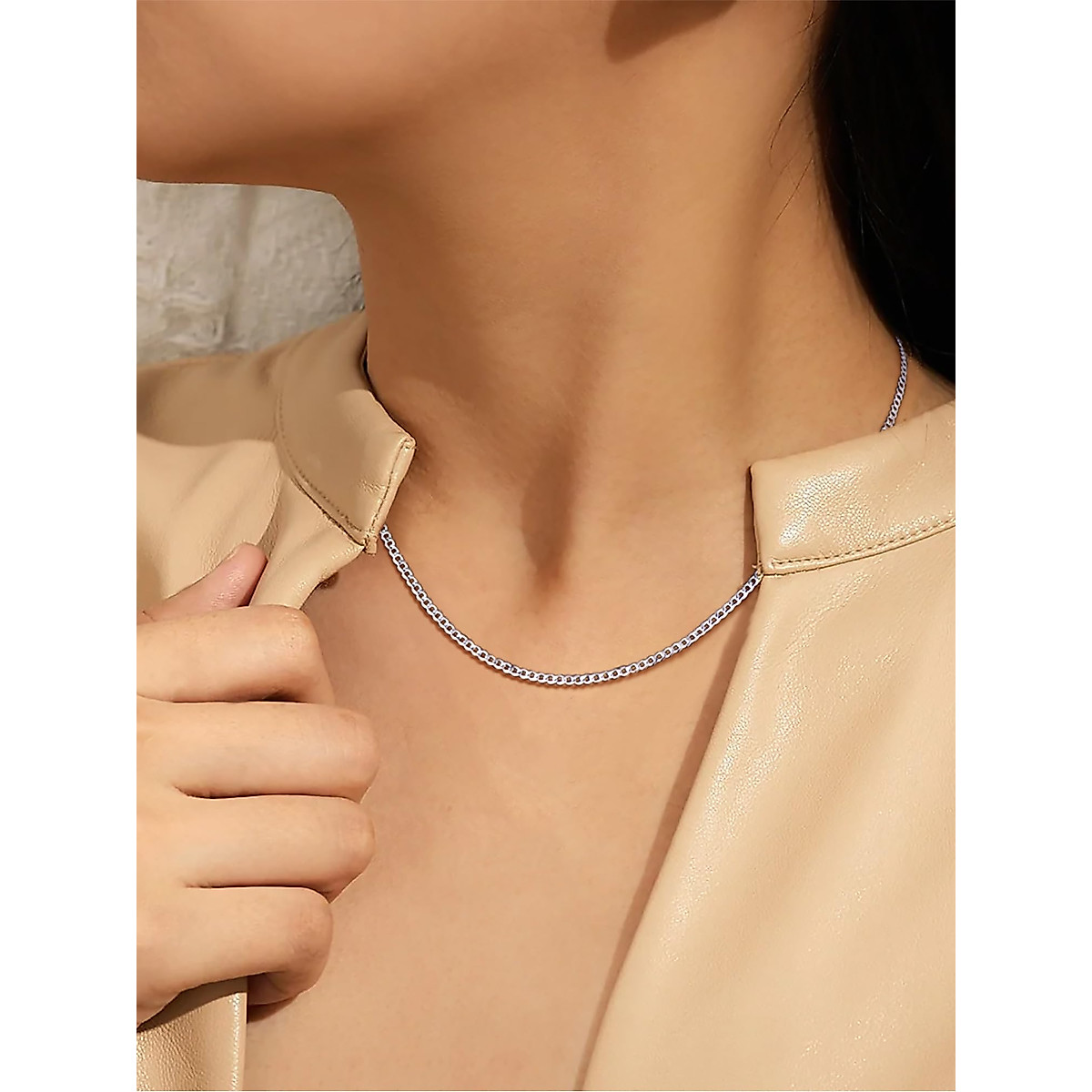 PROSTEEL 925 Sterling Silver Chain Necklace for Men Cuban Link Chains Necklace Dainty 14 inch Mens Layered Necklaces