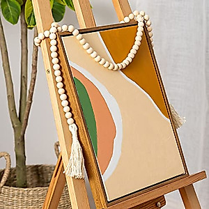 DECORKEY Farmhouse Wood Beads Garland Decor, 58 Inch Wooden Beads for Boho Home Decor with Tassels, Rustic Country Decor for Table, Wall, Shelf, Tray, Vase, Living Room, Bedroom, Summer