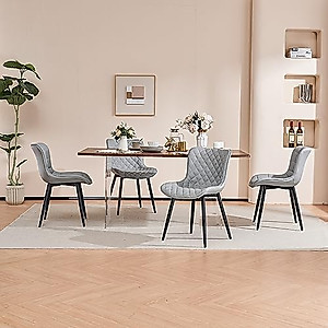 Kidol & Shellder Upholstered Dining Chairs Set of 2 Kitchen Dining Room Chairs Mid Century Modern Kitchen Chairs Dining Table Chairs Faux Leather Side Chair for Waiting Living Room Bedroom(Gray)
