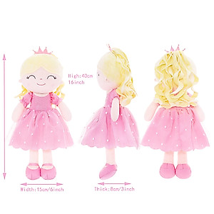 Gloveleya Personalized Princess Doll with Your Name - Cute Custom Pink Soft Plush Doll for Girls Plush Doll Customized Gifts