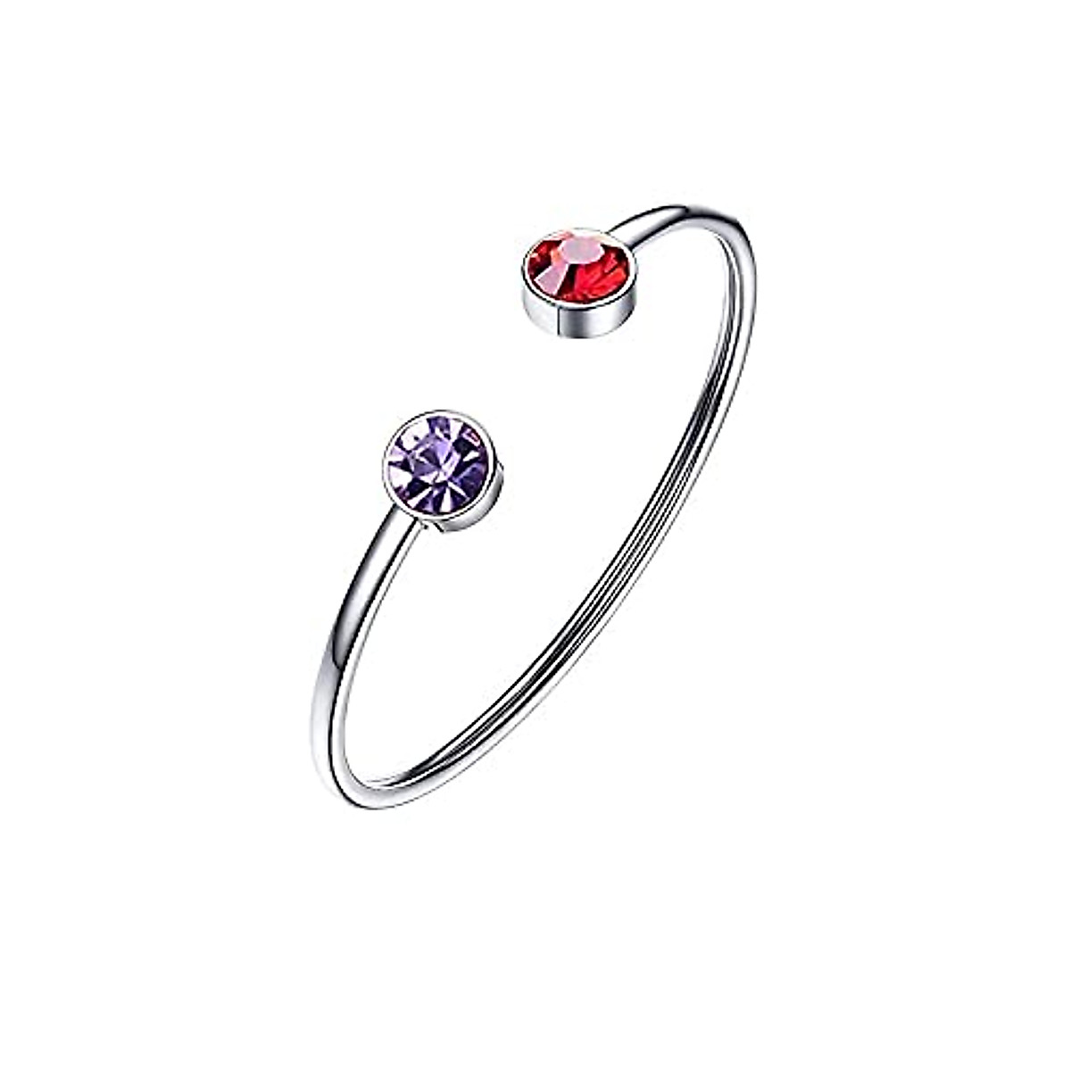 SLIACETE Personalized 2 Simulated Birthstone Rings Custom Mothers Couples Adjustable Ring Gift for Women Mom Wife Her