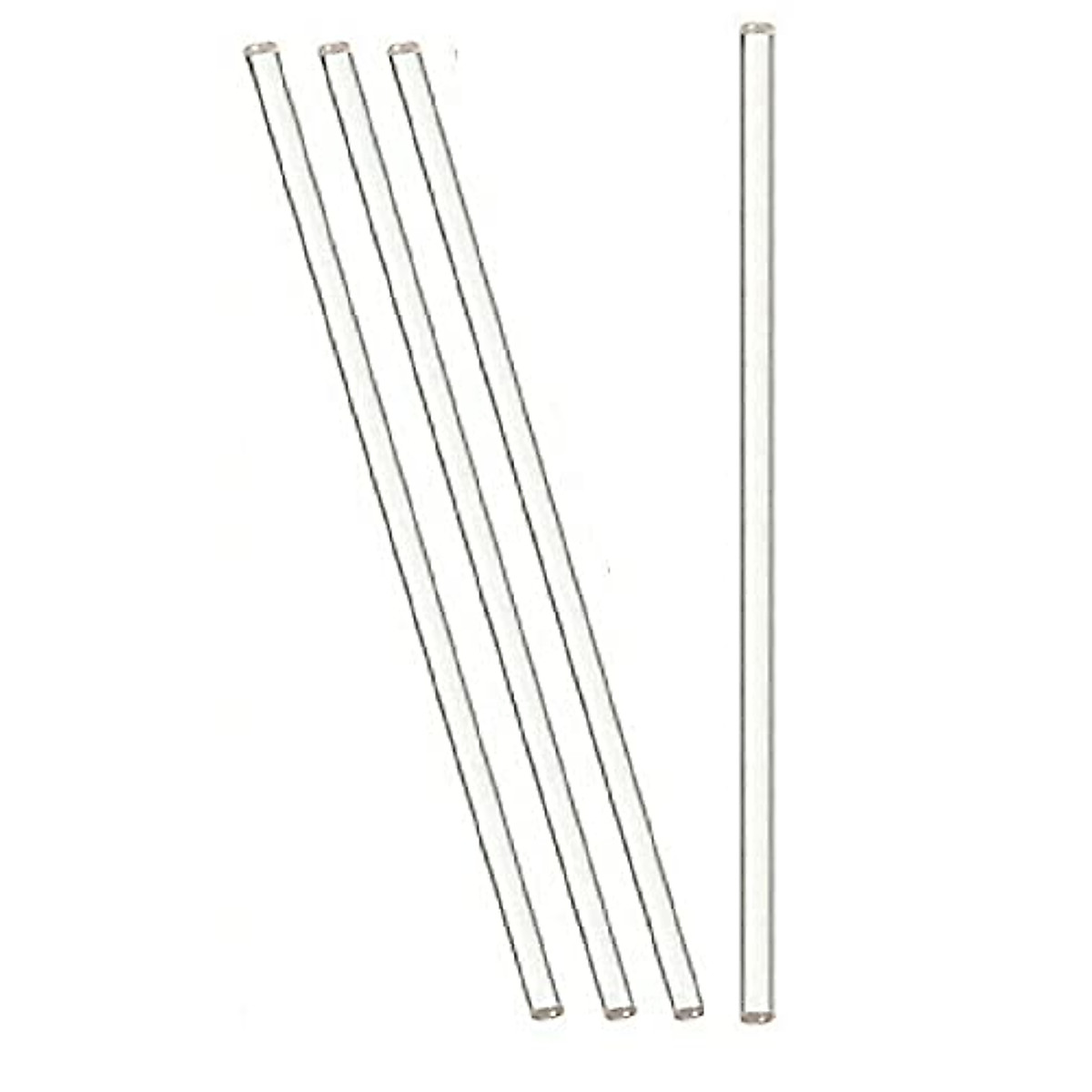 Pack of 4 Lab Glass Stirring Rod 6 inch (150mm) Long, 0.25" Diameter with Both Ends Round for Science, Lab, Kitchen, Science Education