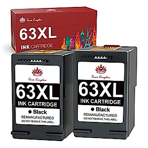 Toner Kingdom Remanufactured Ink Cartridge Replacement for HP 63XL Black Ink Cartridge for HP Officejet 3830 4650 5255 3832 Envy 4520 4512 4516 Deskjet 1112 3630 3634 3639 2132 Ink Printer (2 Black)